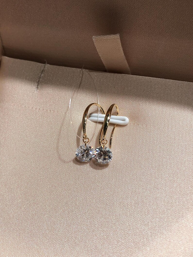 18K Gold Lab Grown Diamond Drop Earrings, 1.0 CTW Round Brilliant Cut ...