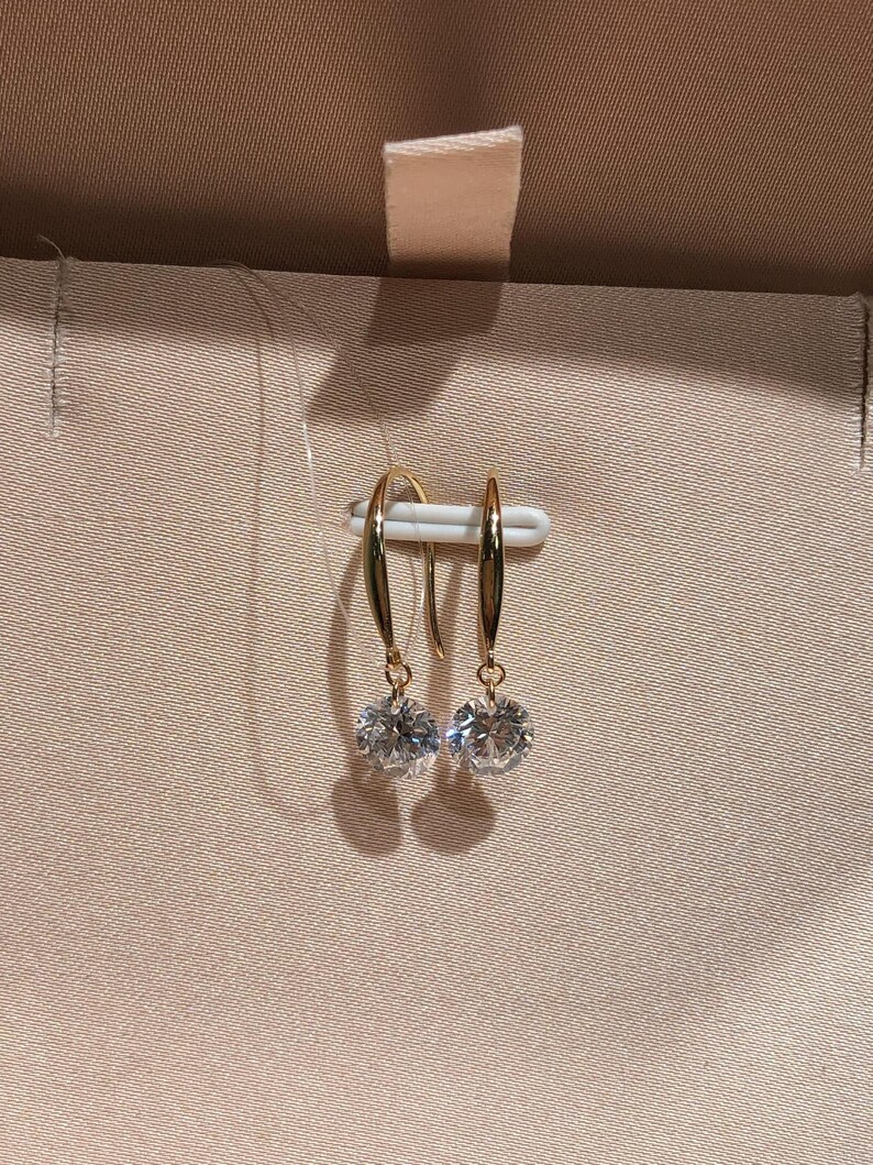 18K Gold Lab Grown Diamond Drop Earrings, 1.0 CTW Round Brilliant Cut ...