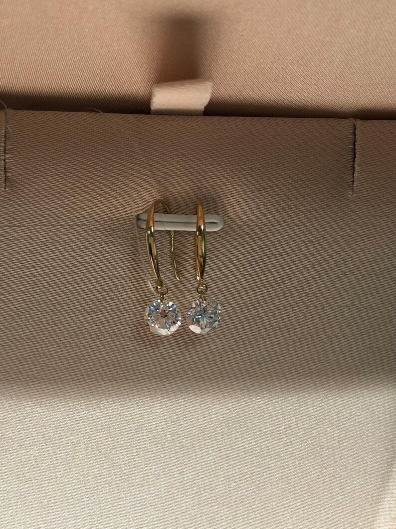18K Gold Lab Grown Diamond Drop Earrings, 1.0 CTW Round Brilliant Cut ...