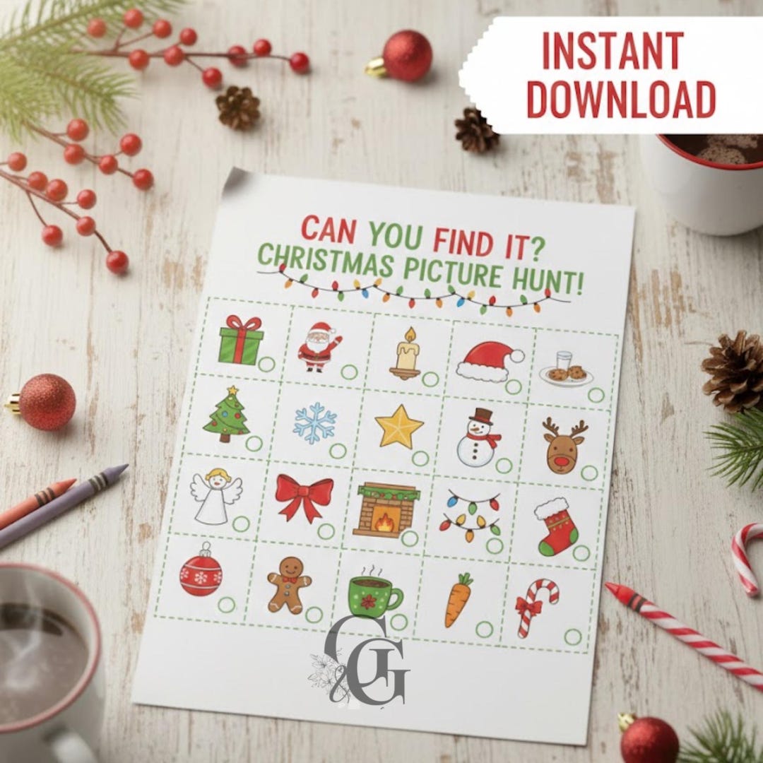 Christmas Picture Scavenger Hunt for Toddlers | Visual Bingo Game ...
