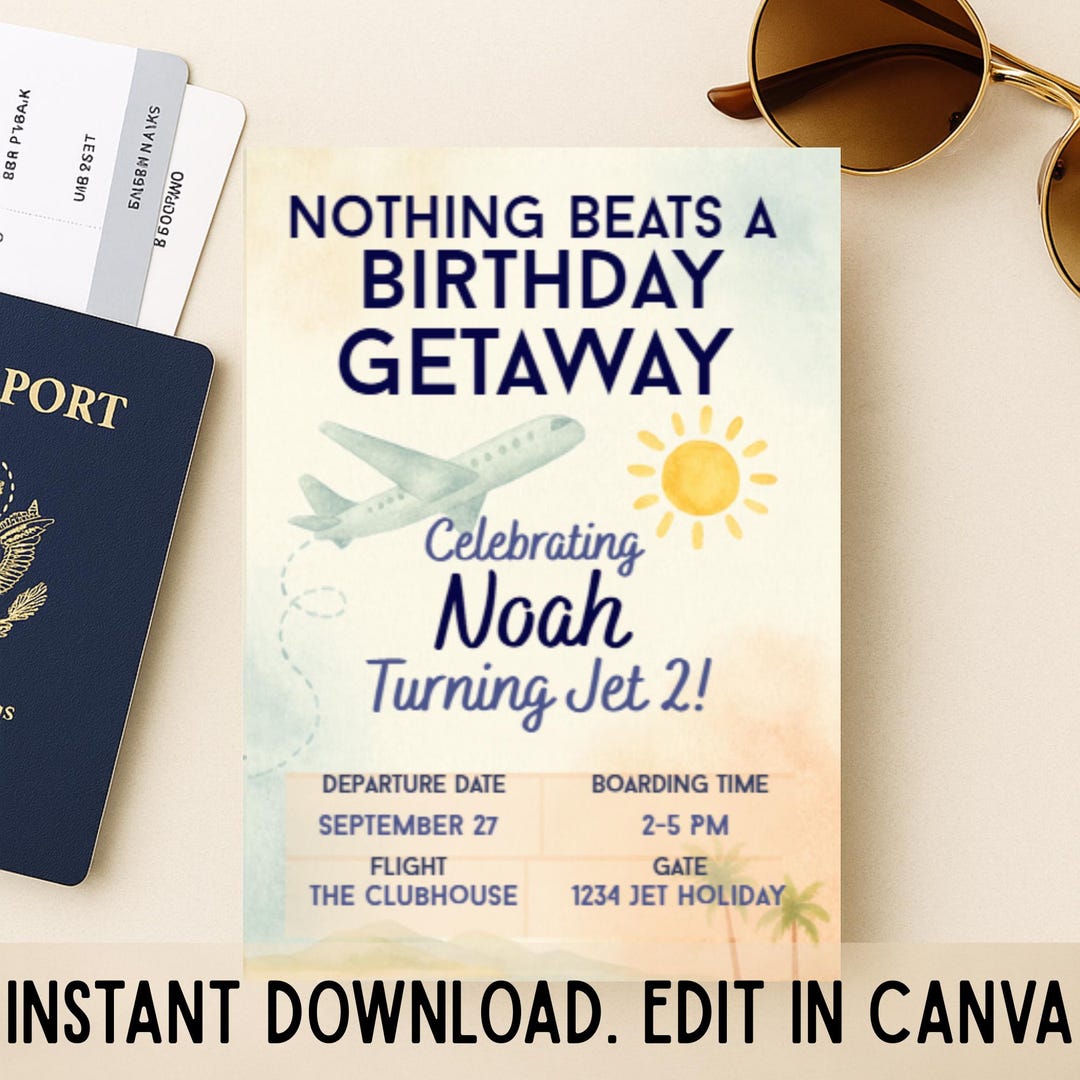 Jet2 Birthday Invitation: Airplane Travel Party, Editable Boarding Pass ...