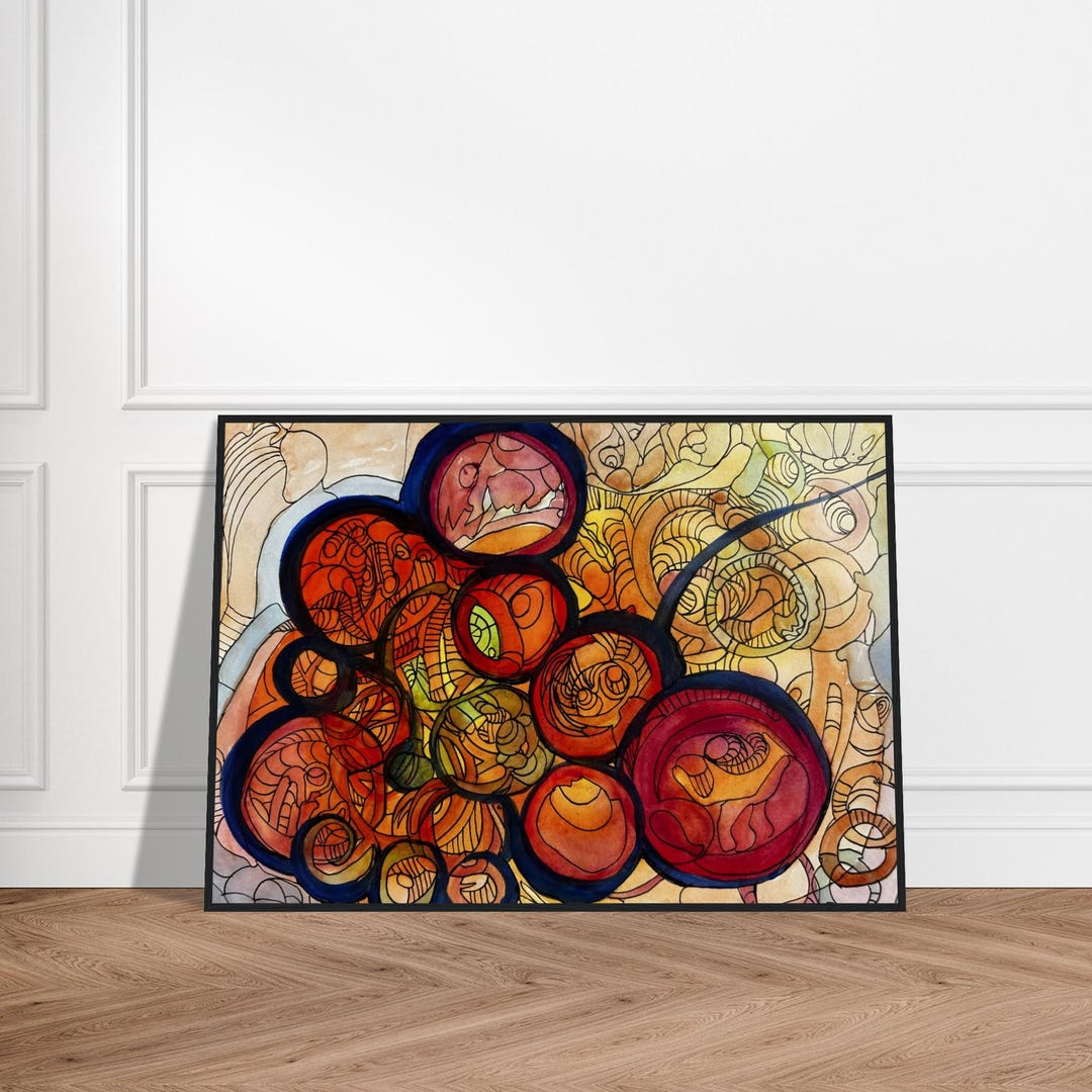 Art Print "abstracted Grapes" Abstract Watercolor Line Art - Etsy