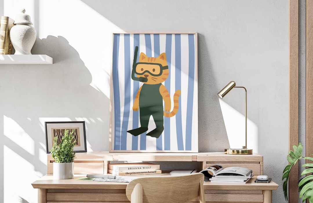 Scuba Diving Cat DIGITAL PRINT - Etsy