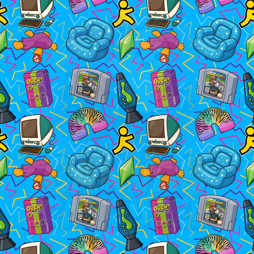 90s & 2000s Nostalgia Seamless Digital Paper | Retro Gaming Pattern ...