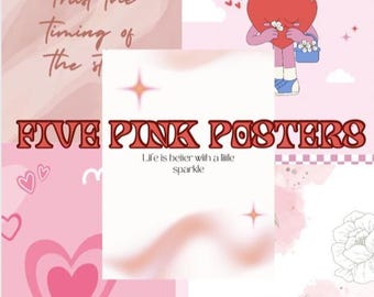 Pink Retro Poster Set - Etsy