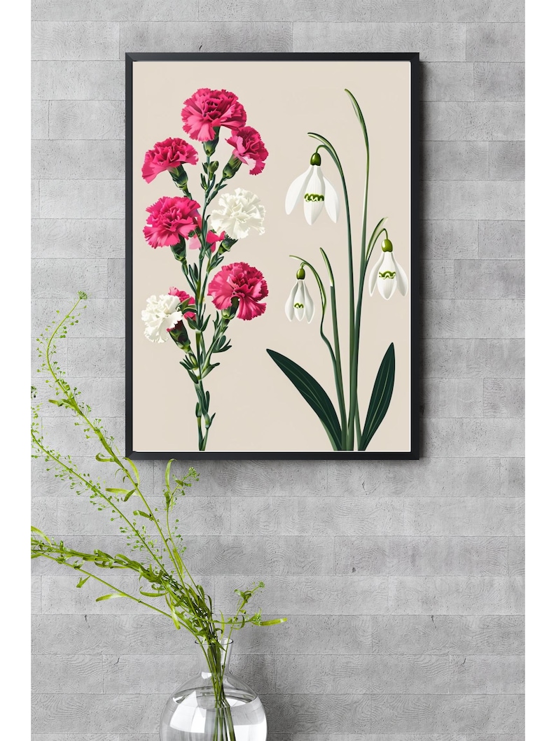 January Birth Flowers PNG | Carnation & Snowdrop Art (digital Download ...