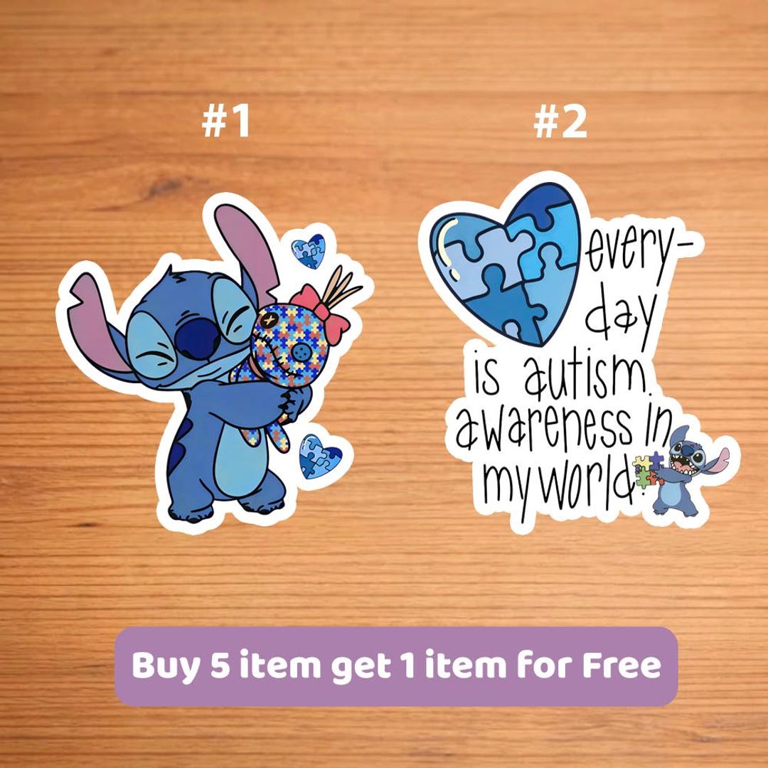 Stitch Autism Awareness Vinyl Sticker, Neurodiversity Decal (waterproof ...