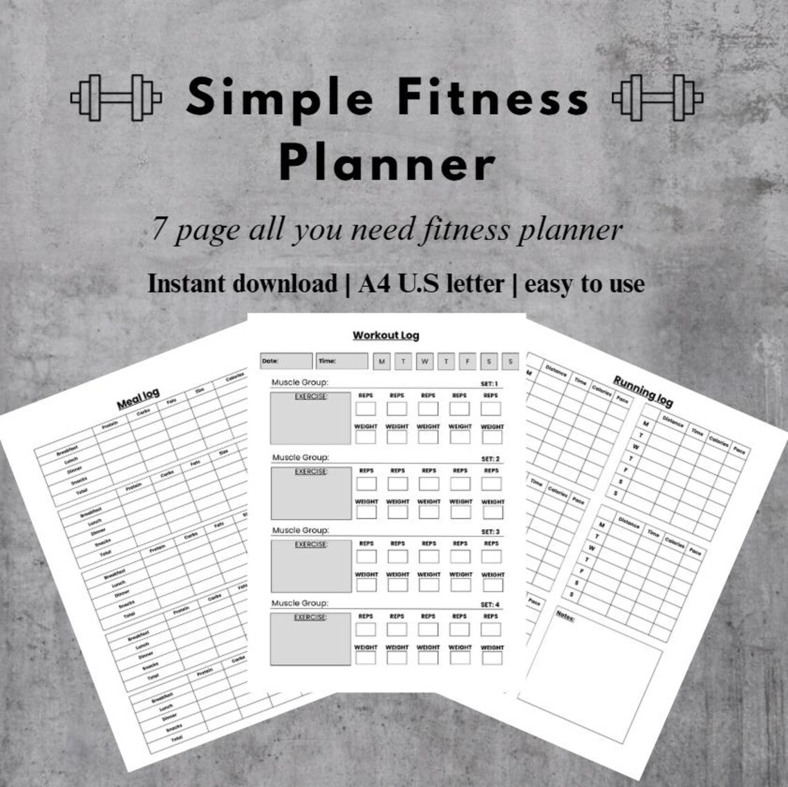 Daily Fitness Tracker Printable | Workout Log | Gym Planner PDF ...