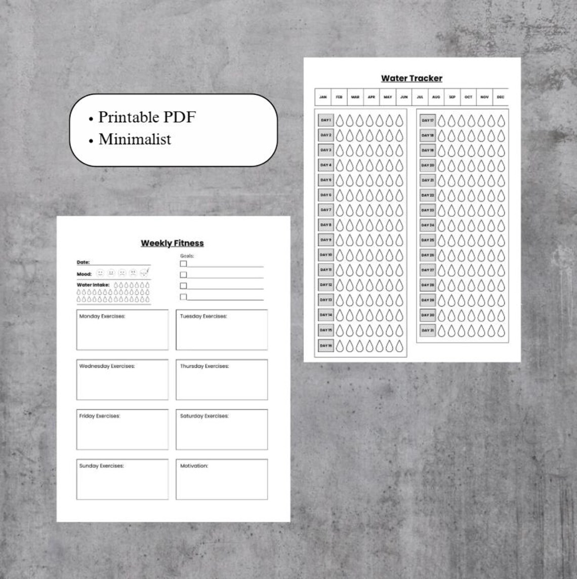 Daily Fitness Tracker Printable | Workout Log | Gym Planner PDF ...