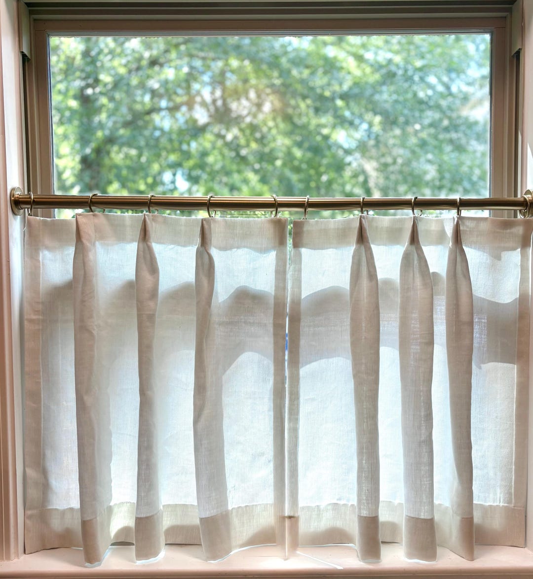 Euro Pinch Pleated Linen Sheer Curtains, Sheer Pleated Cafe Curtains ...