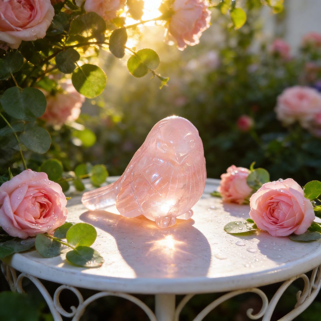 Rose Quartz Bird Carving | Hand Carved Crystal Sculpture | Love ...