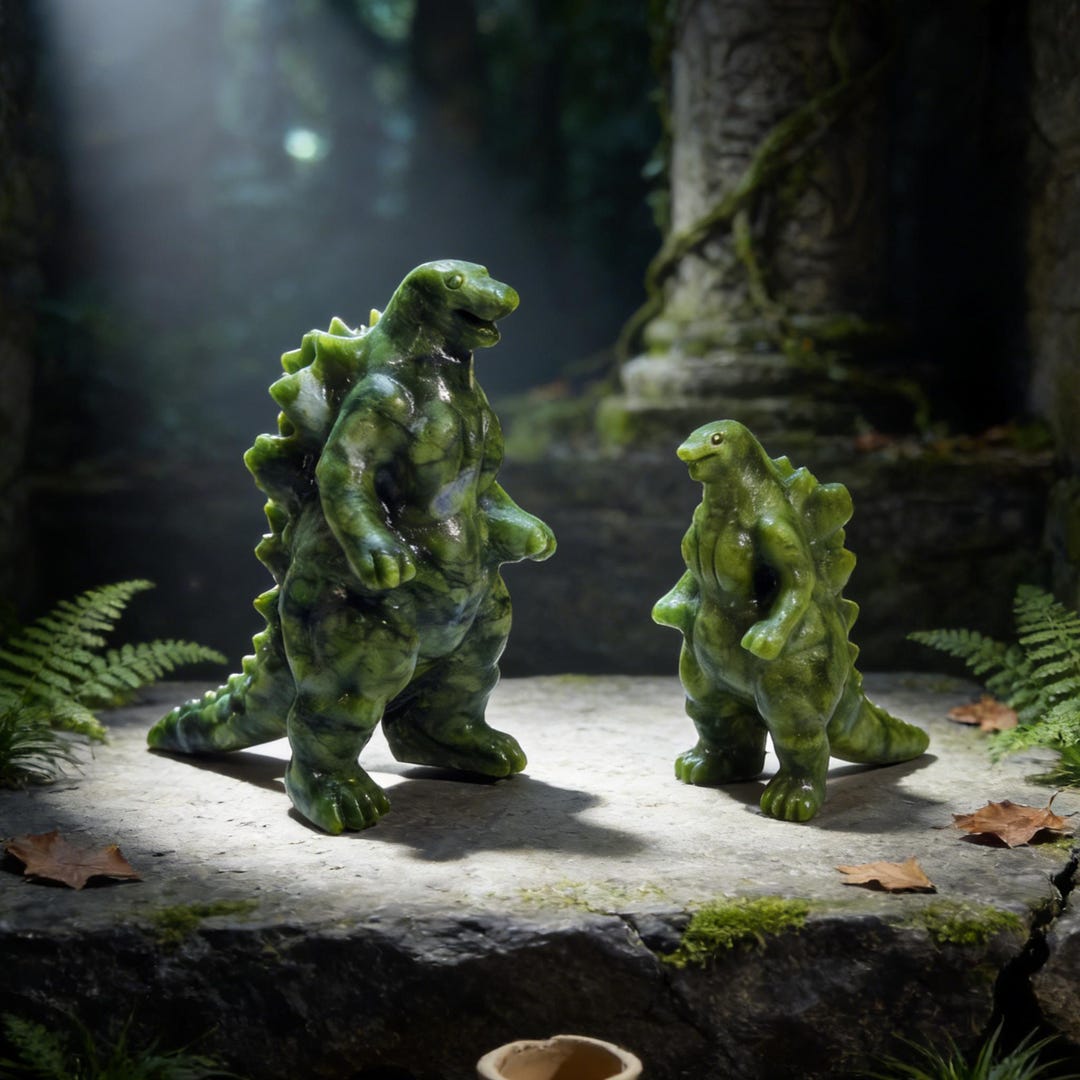 Green Jade Godzilla Hand Carved Collectible Sculpture Two Sizes ...