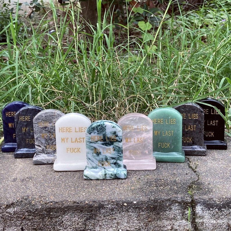 1pc "here Lies My Last Fuck" Hand-carved Crystal Gravestone - Sarcastic ...