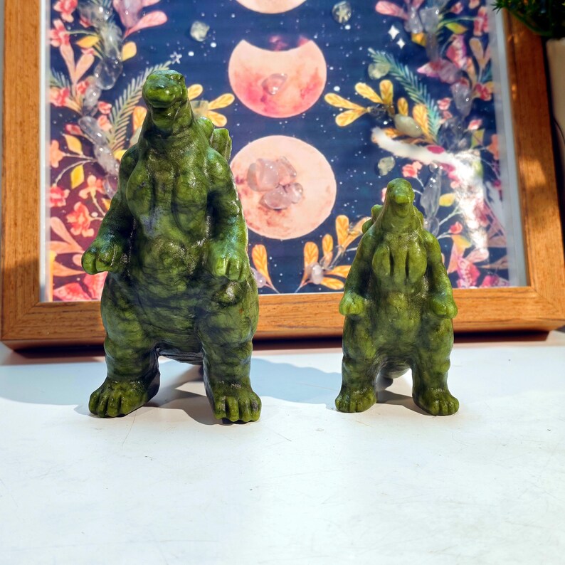 Green Jade Godzilla Hand Carved Collectible Sculpture Two Sizes ...