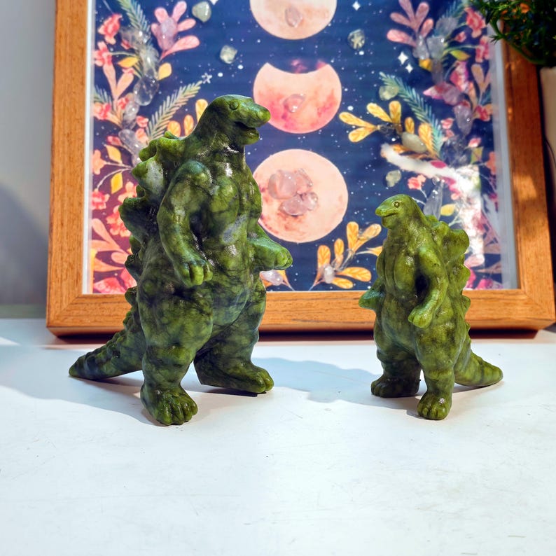 Green Jade Godzilla Hand Carved Collectible Sculpture Two Sizes ...