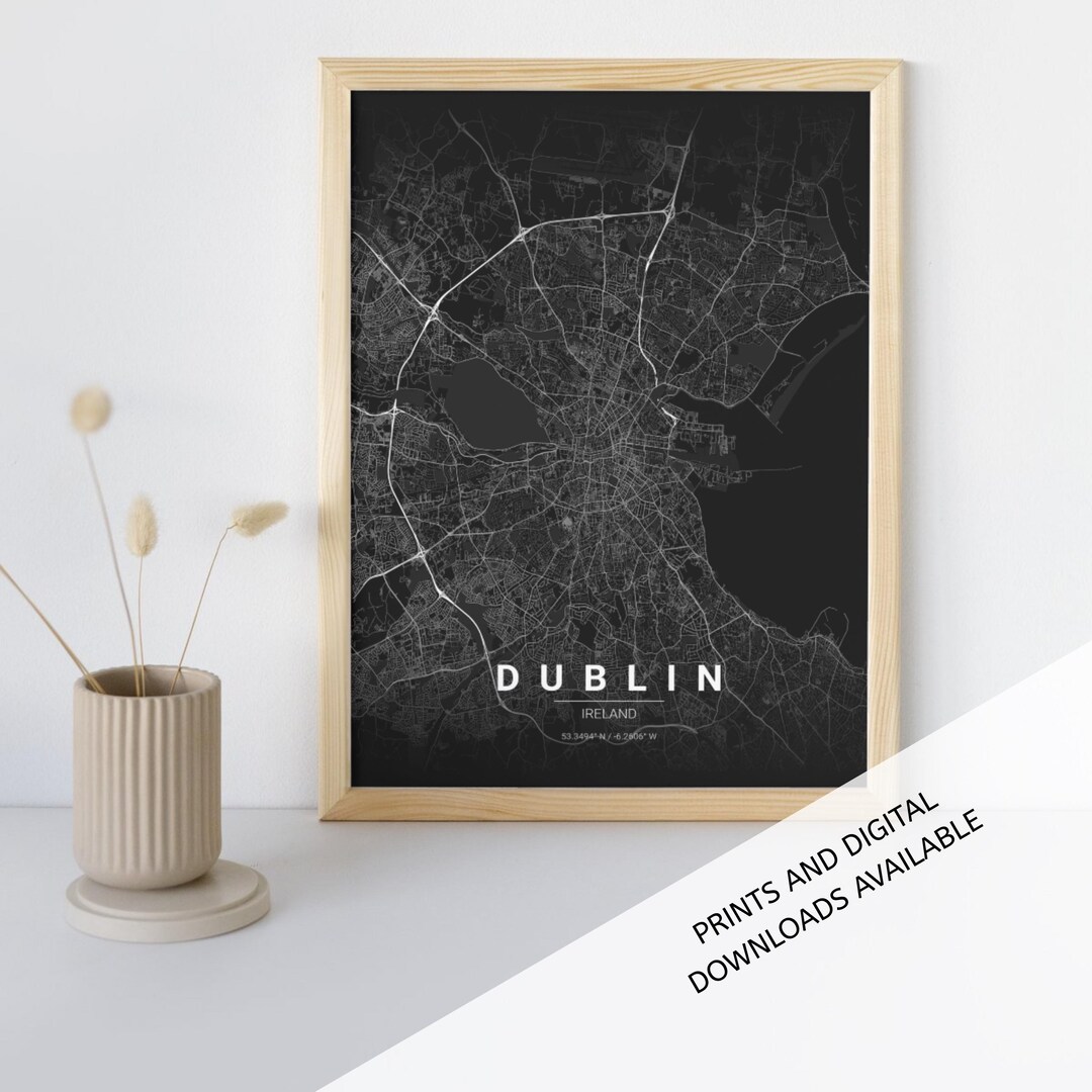 Dublin Map Print - Custom Options/colours Available - Prints - Dublin ...
