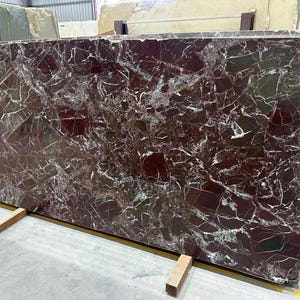 Handmade Rosso Levanto Marble Console Table: Fluted Base Entryway Table ...