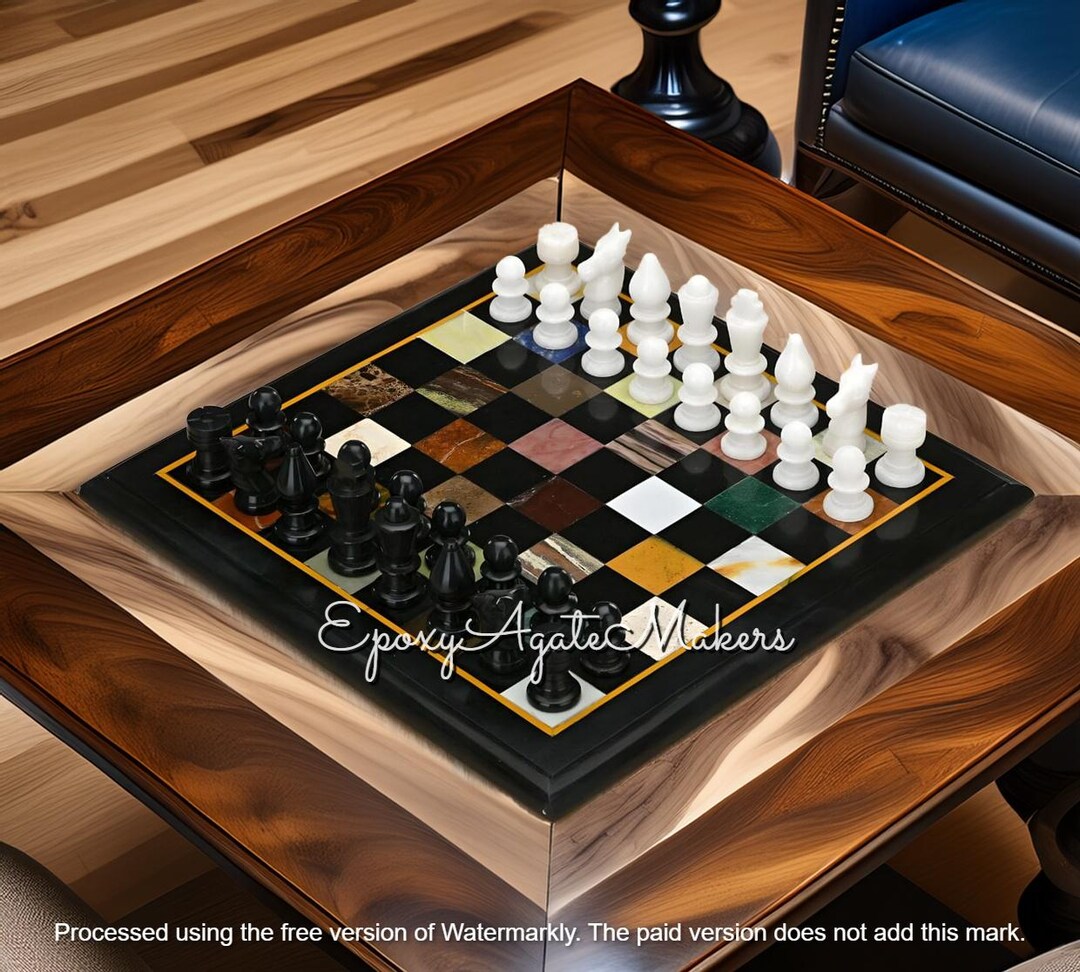 Handmade Marble Chess Set | Black & White Gemstone Inlay Chess Board ...
