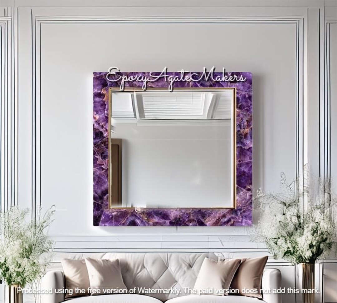 Handmade Amethyst Stone Wall Mirror: Luxury Crystal Home Decor - Etsy