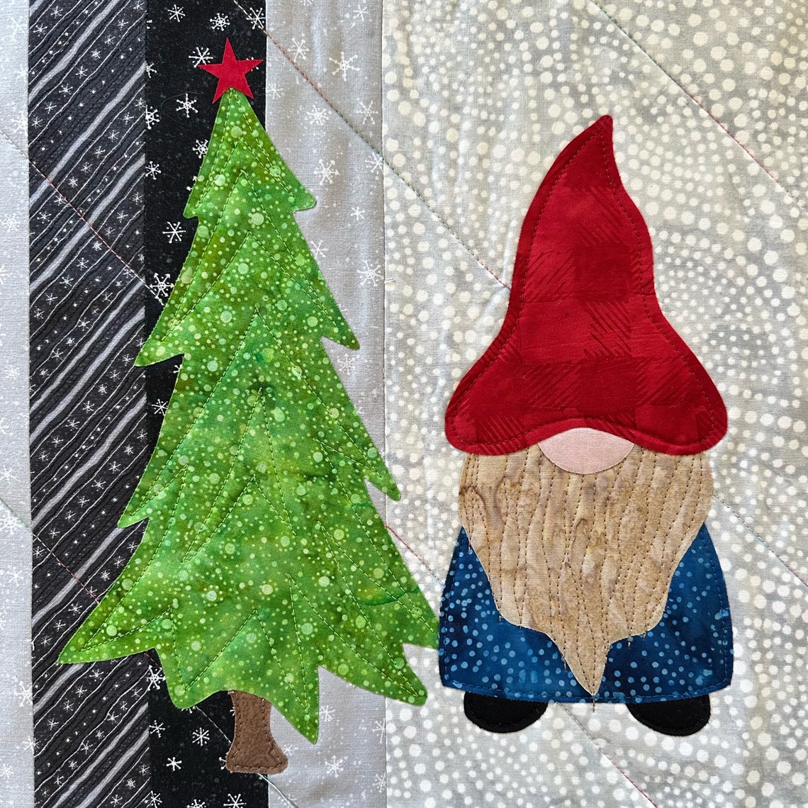 Gnome & Pine Tree Appliqué Pattern to Add to Your Quilted Fabric Table ...