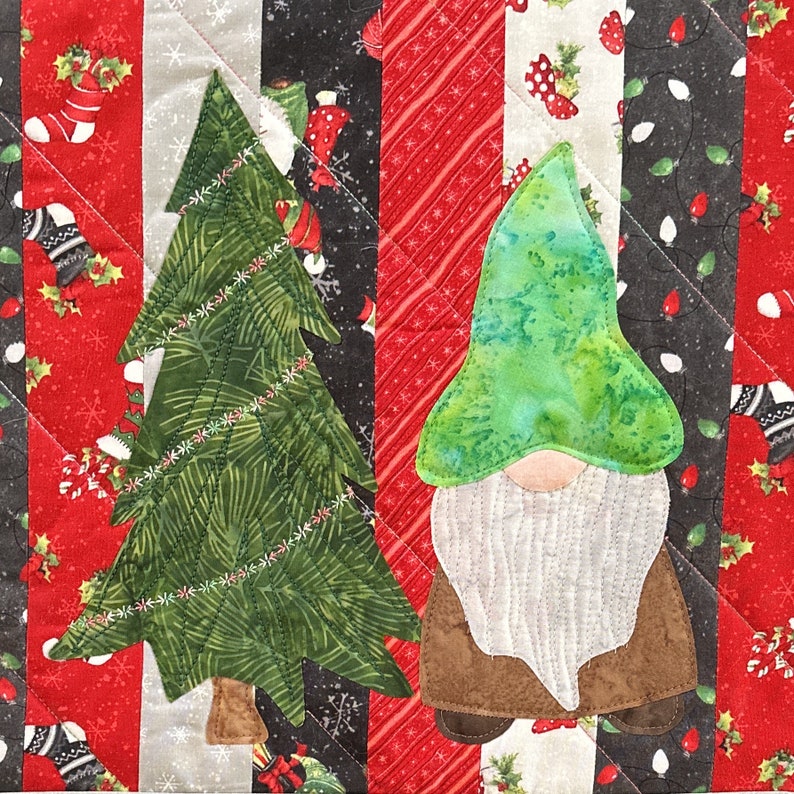Gnome & Pine Tree Appliqué Pattern to Add to Your Quilted Fabric Table ...