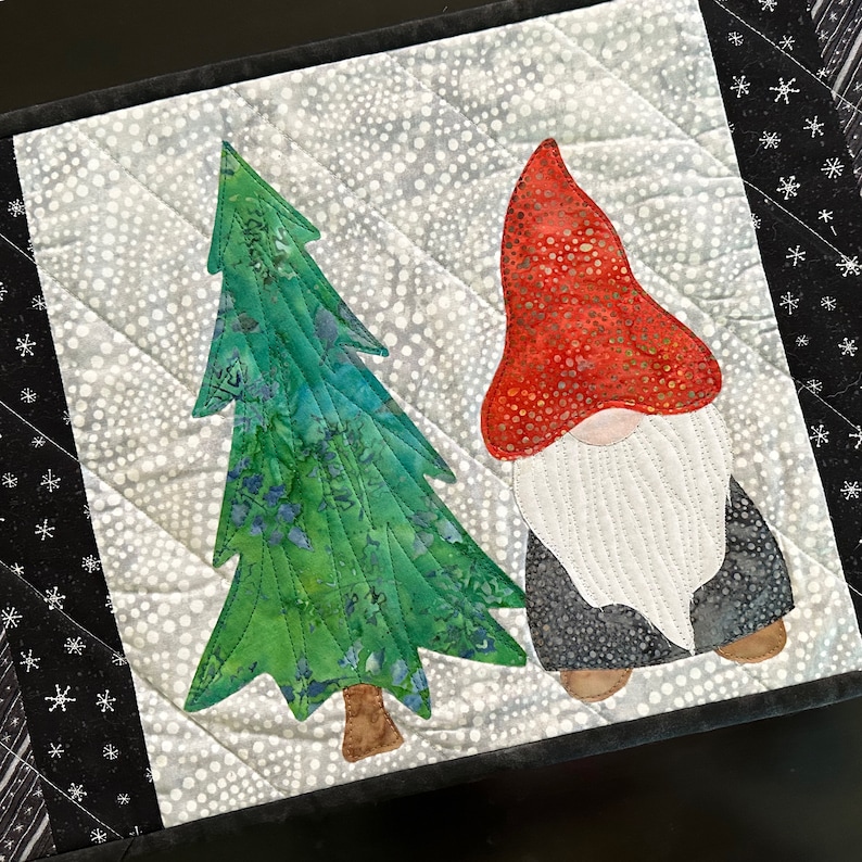 Gnome & Pine Tree Appliqué Pattern to Add to Your Quilted Fabric Table ...