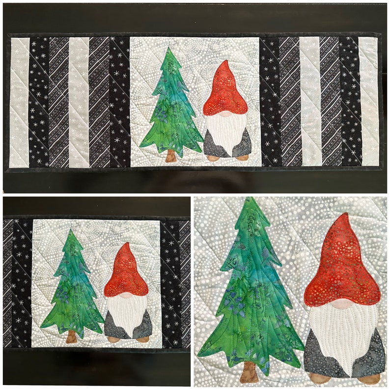 Gnome & Pine Tree Appliqué Pattern to Add to Your Quilted Fabric Table ...