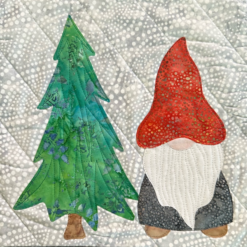 Gnome & Pine Tree Appliqué Pattern to Add to Your Quilted Fabric Table ...