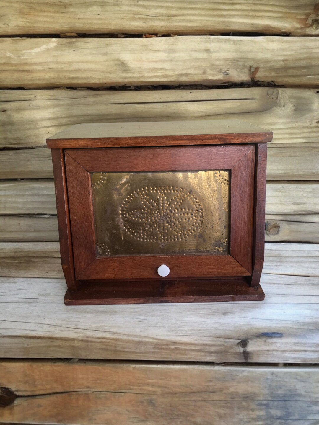 Vintage Wood and Tin Door Bread Box - Etsy
