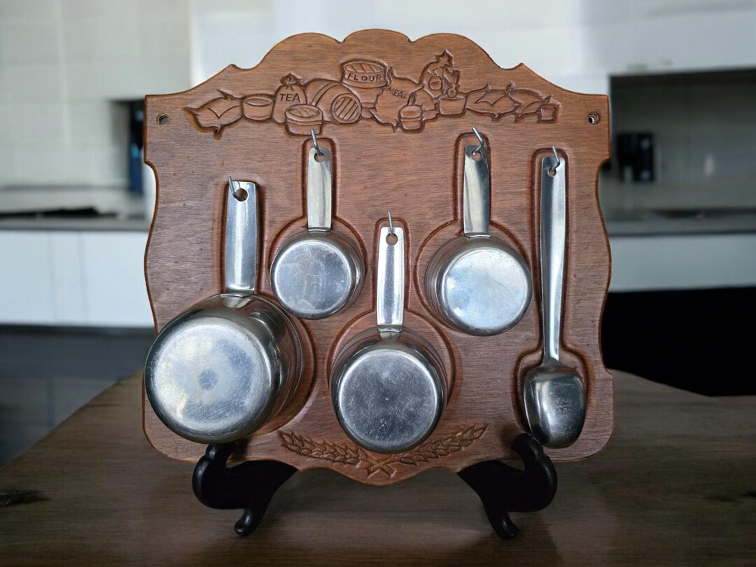 Mid Century Modern Measuring Cups Wood Wall Display - Etsy