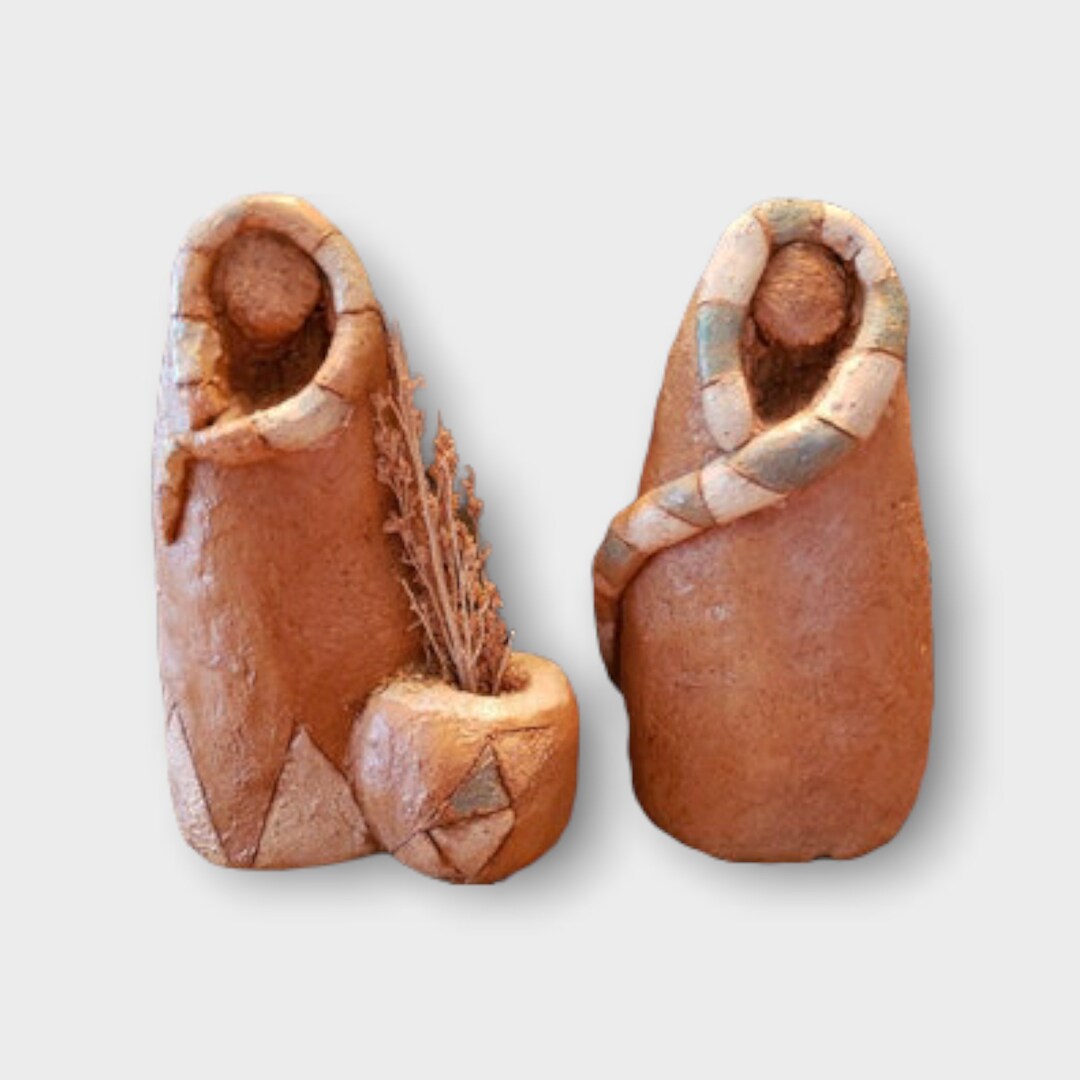 Vintage Clay Sculptures Artist Signed Folk Art Unique - Etsy