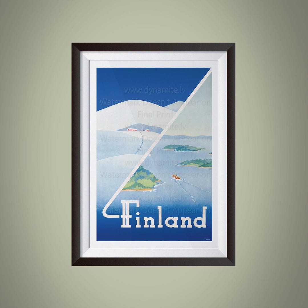 Vintage Finland Travel Poster Print "finland" Finnish Poster Art ...