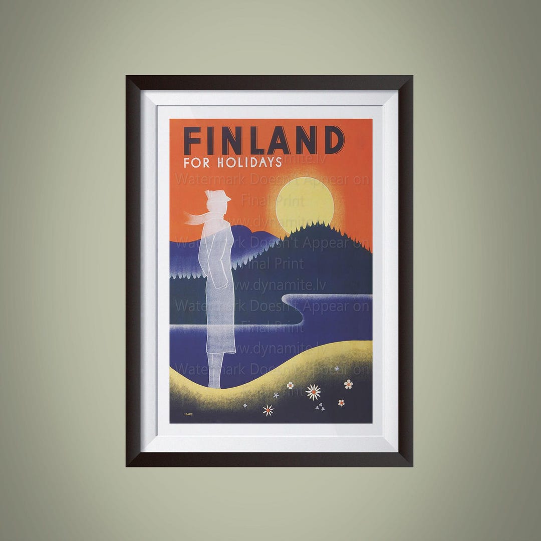 Vintage Finland Travel Poster Print "finland for Holidays" Finnish ...