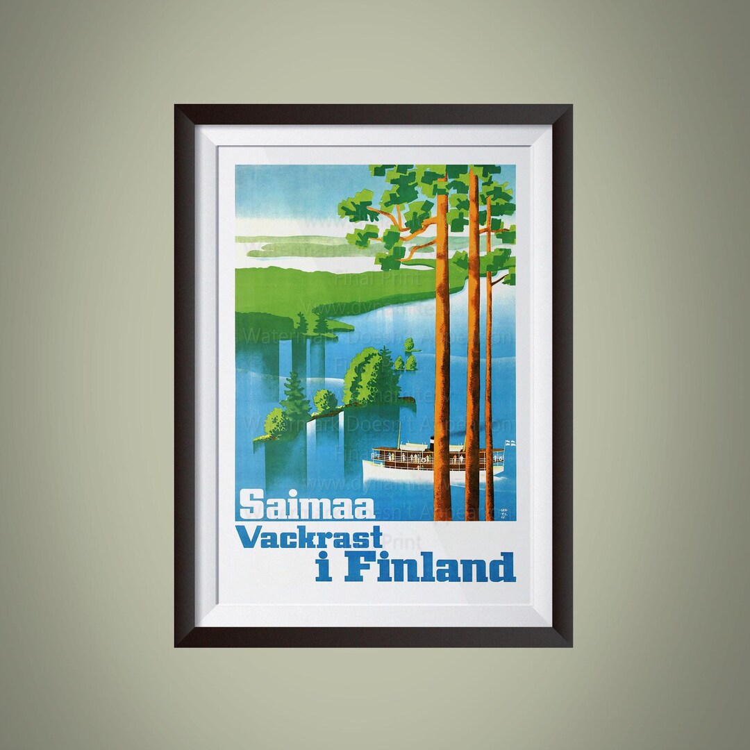 Vintage Finland Travel Poster Print "saimaa - Vackrast I Finland ...