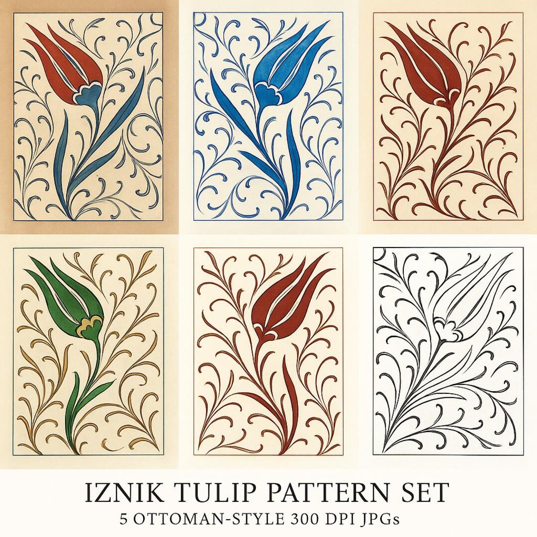 Iznik Tulip Pattern Art: Turkish Floral Design (digital Download) - Etsy