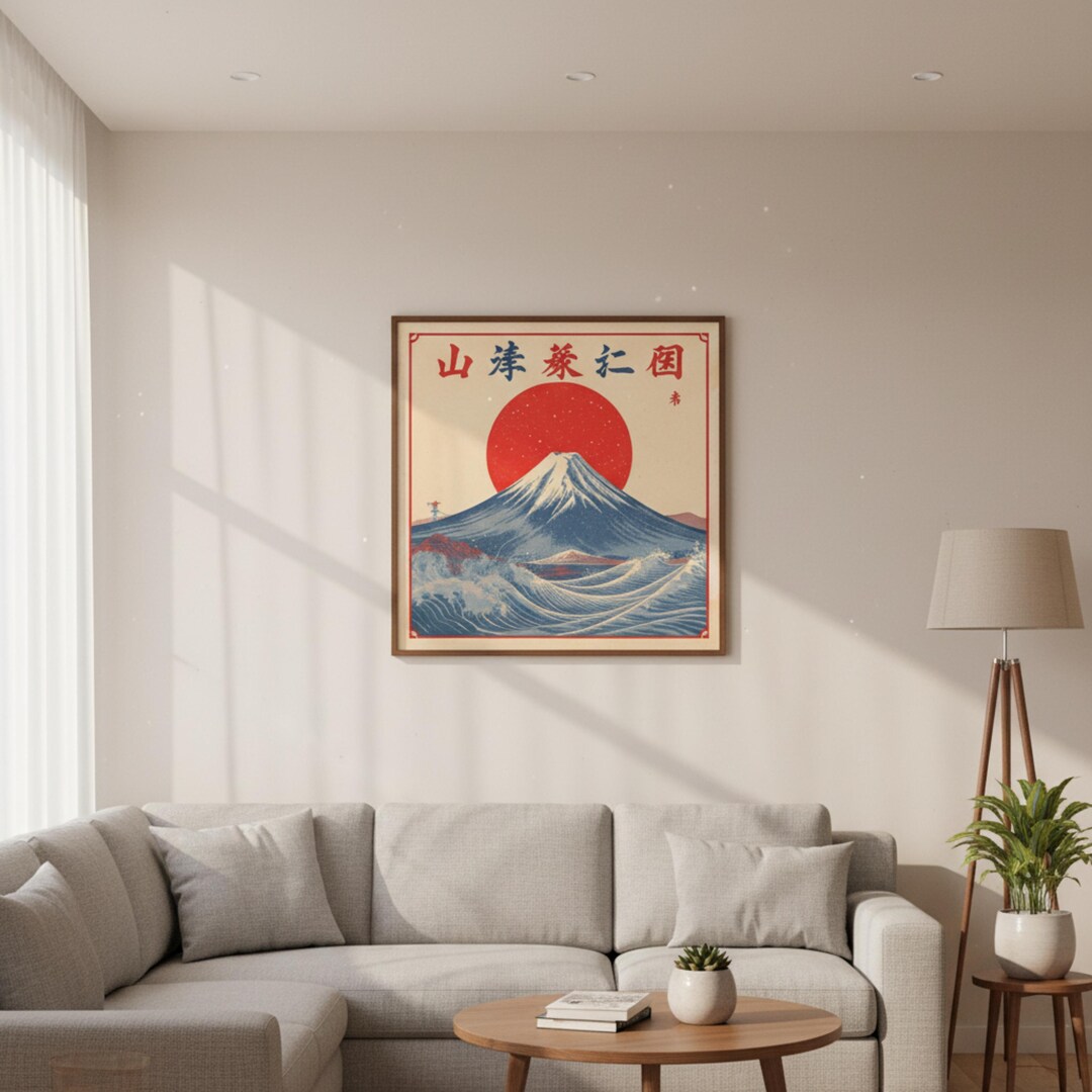 Vintage Japanese Mount Fuji Poster | Retro Japan Travel Print | Ukiyo-e ...