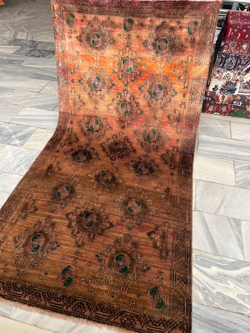 4x8 Ft Collectors Piece Rug, Terracotta Antique Rug, Hand=spun Wool ...