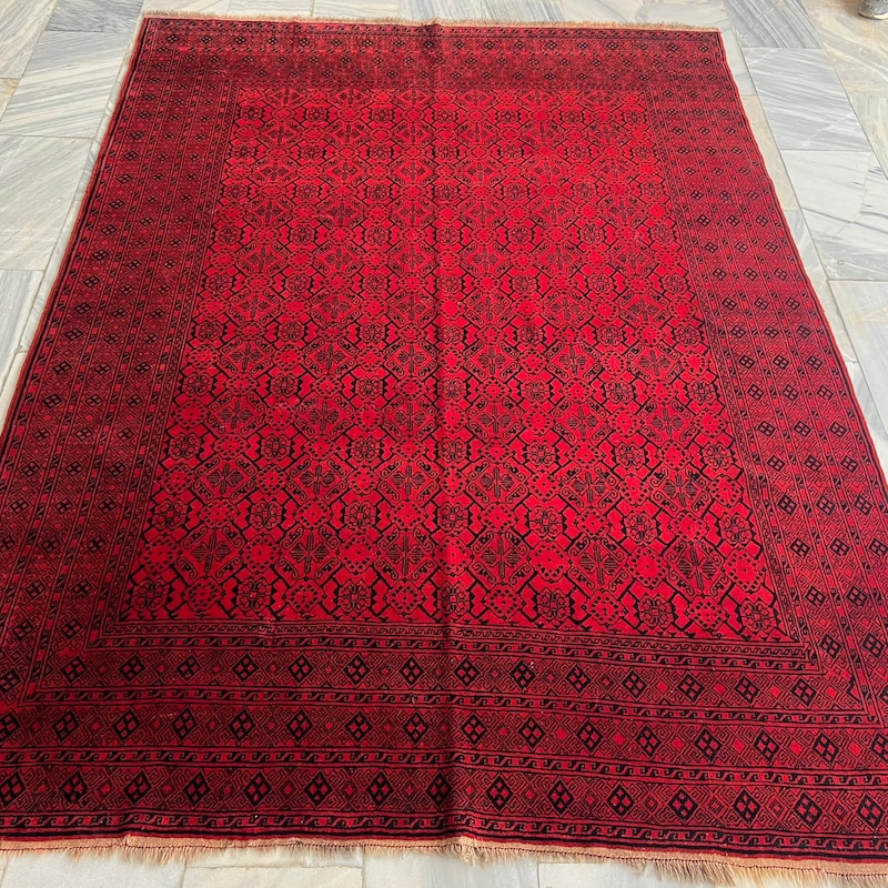 Red and Black Rug 7x9 - Etsy
