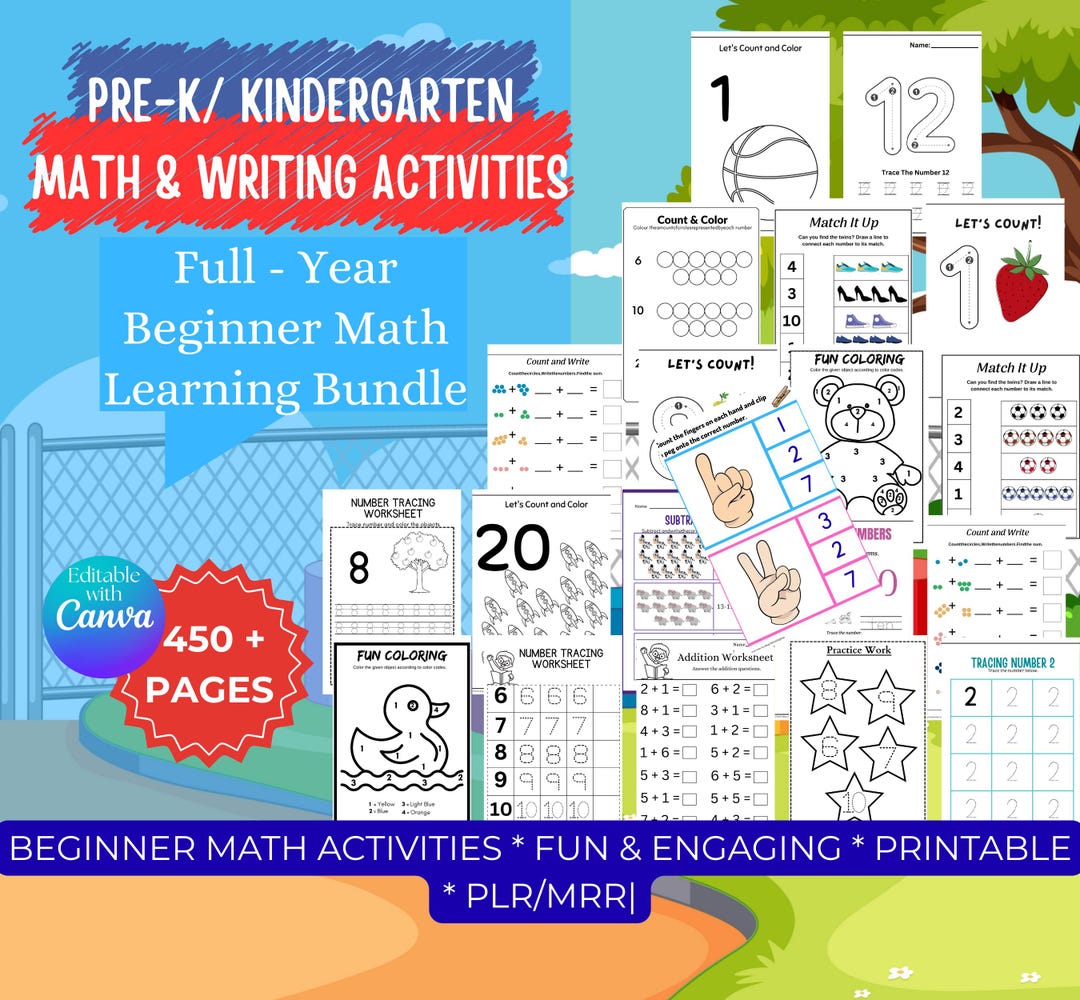 Pre-k/ Kindergarten Math & Writing Activities Bundle - Etsy