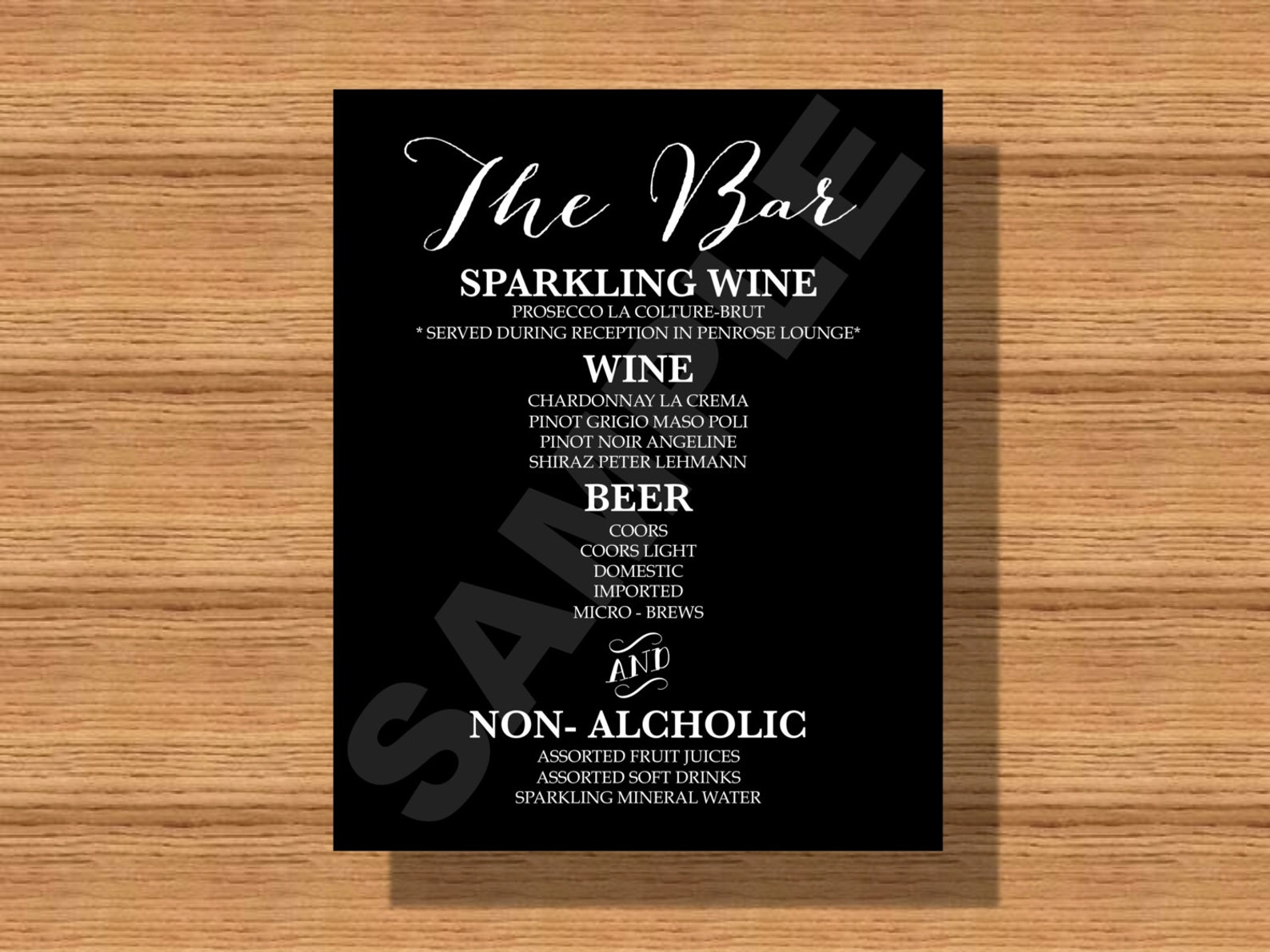 Printable Wedding Reception Bar Menu Sign - Etsy