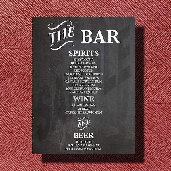 Chalkboard Bar Menu - Etsy