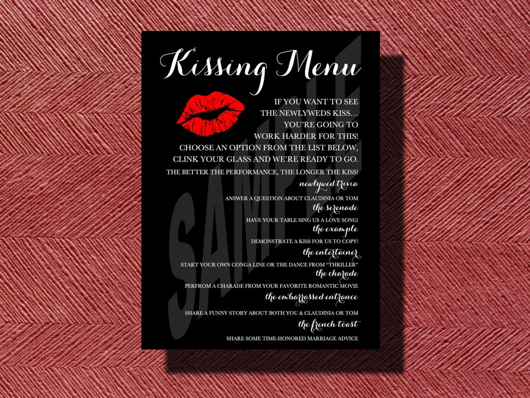 Wedding Reception Kissing Menu - Etsy