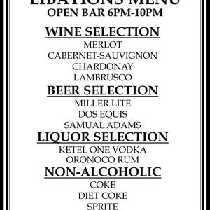Wedding Libations Menu Sign Printable Bar Menu Wedding Open - Etsy
