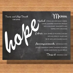 Hope Wedding Reception Dinner Menu - Etsy