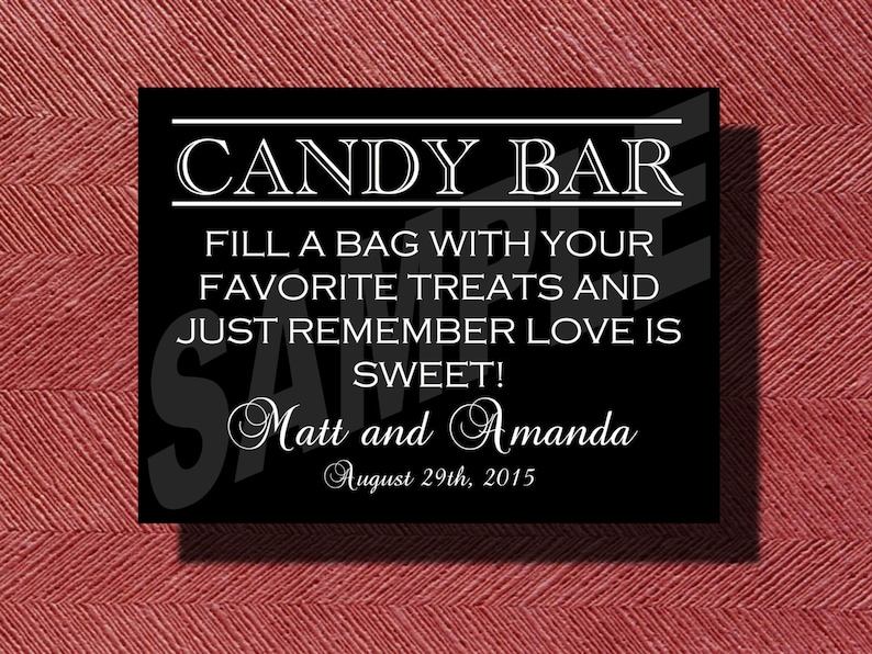 Modern Wedding Candy Bar or Buffet Sign or Poster DIY Print - Etsy