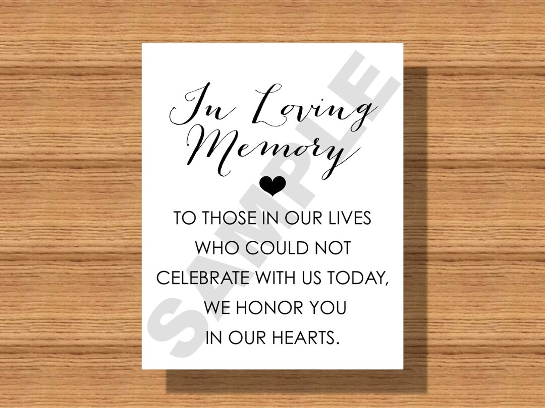 Wedding Reception Memorial Sign, in Loving Memory Sign - Etsy