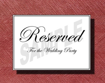 Reserved Wedding Reception Sign Instant Download DIY - Etsy