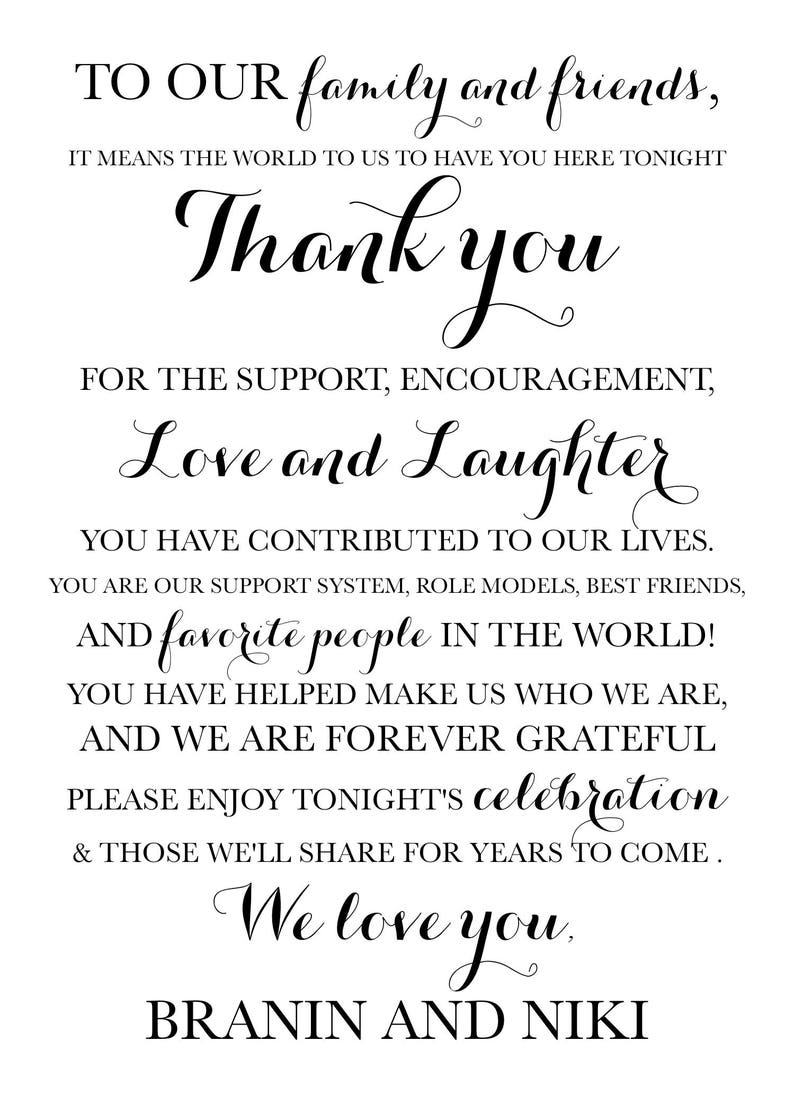 50 Printed Wedding Reception Thank You Notes Wedding Thank | Etsy