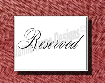 Reserved Wedding Reception Sign Instant Download DIY - Etsy