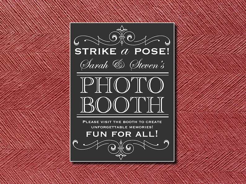 Custom Designed Wedding Reception Photo Booth Sign or Poster - Etsy